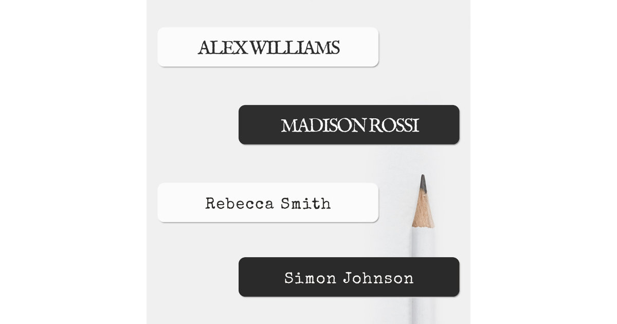 Minimalist Typewriter | Waterproof Name Labels | Zazzle