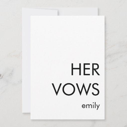 Minimalist Typography Custom Any Color Her Vows Card | Zazzle