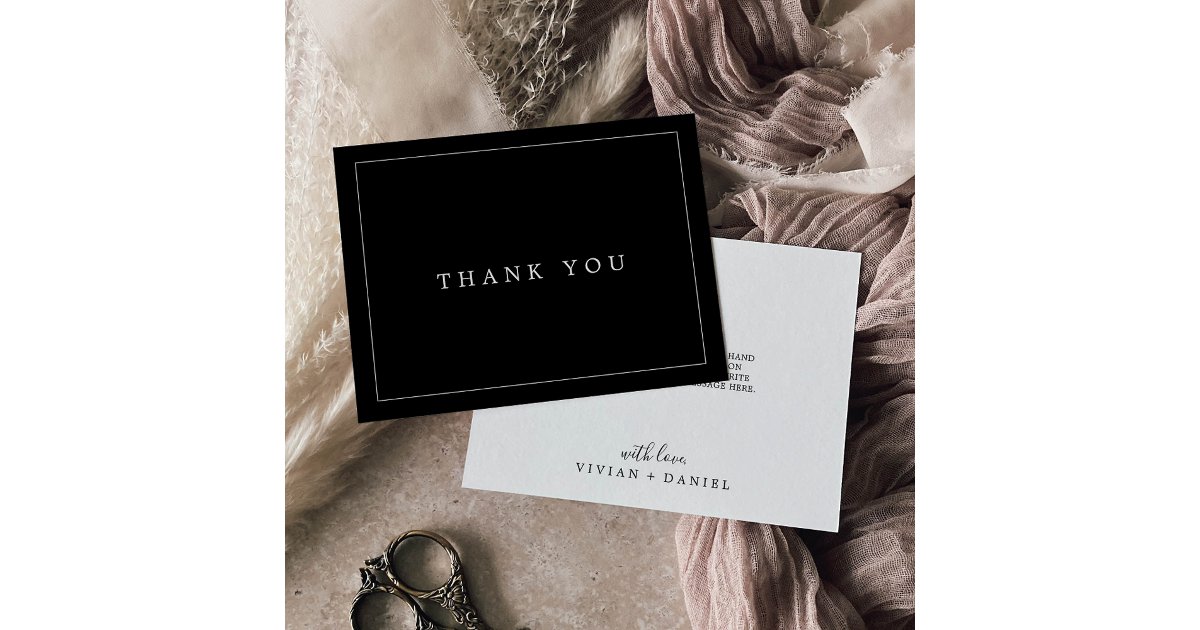 Minimalist Typography | Dark Black Thank You Card | Zazzle