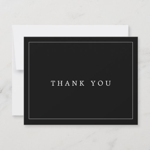 Minimalist Typography | Dark Black Thank You Card | Zazzle