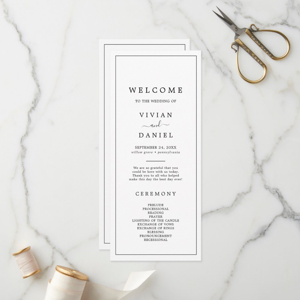 Minimalist Typography Wedding Program 4" x 9.25" sold by Elizabeth Pecot | SKU 43858520 | Printerval