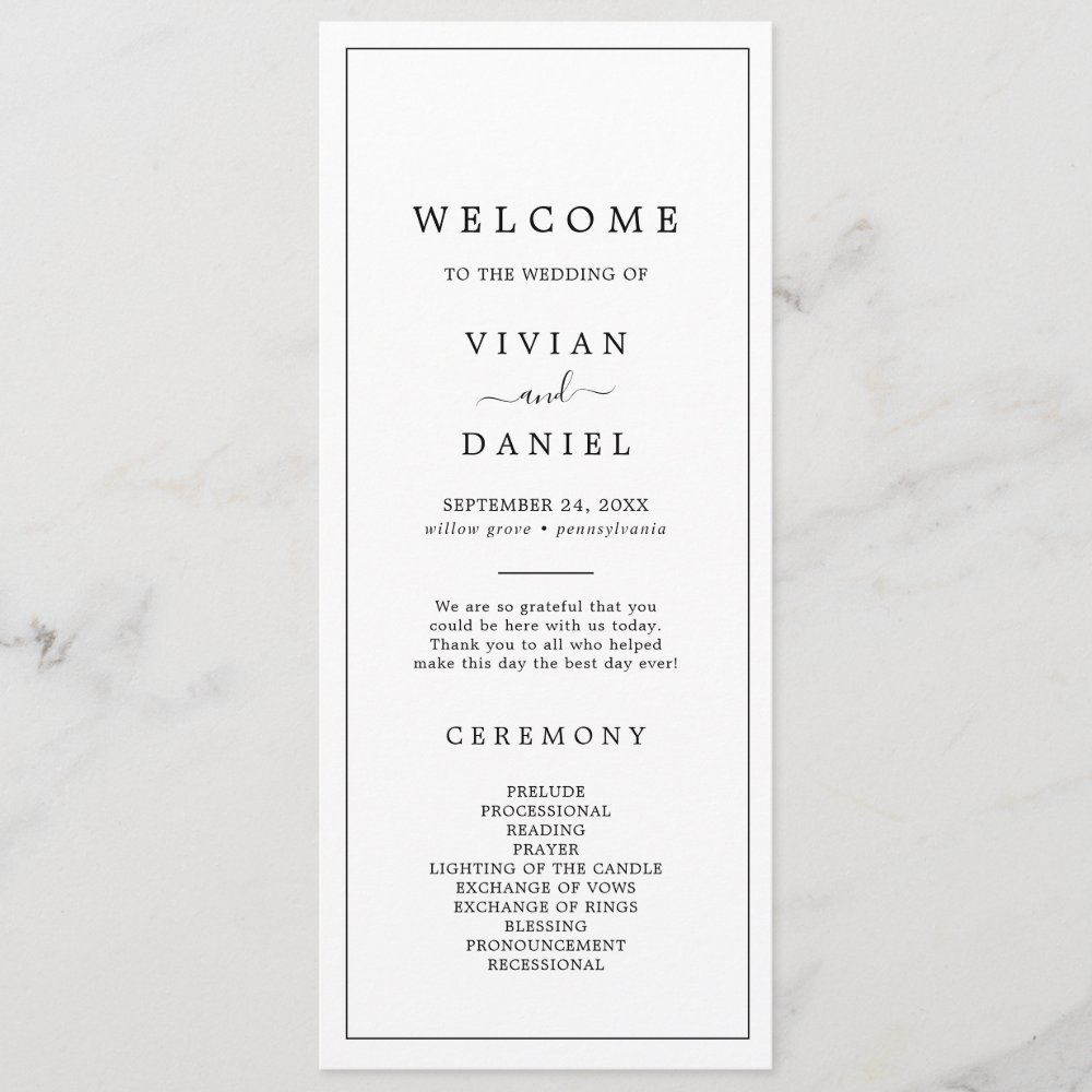 Minimalist Typography Wedding Program 4" x 9.25" sold by Elizabeth Pecot | SKU 43858520 | Printerval