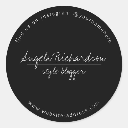 Minimalist Unique Handwritten Black Classic Round Sticker | Zazzle.com