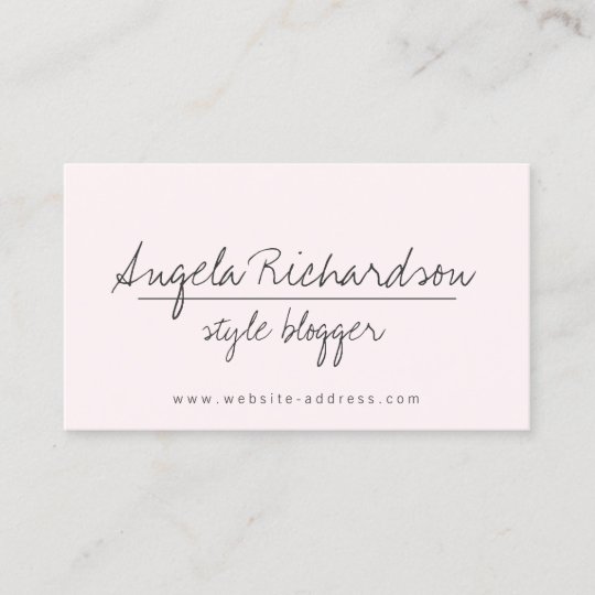 Minimalist Unique Handwritten Blogger Pink Business Card | Zazzle.com