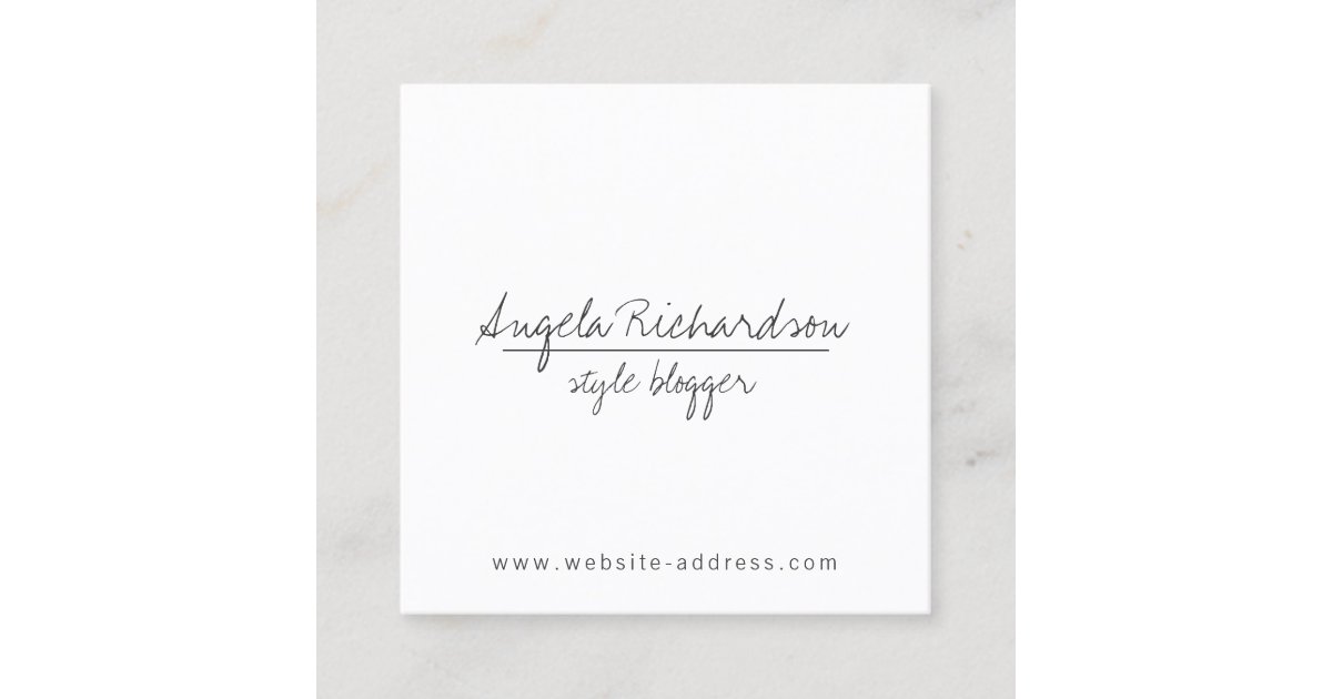 Minimalist Unique Handwritten Blogger, Sylist Square Business Card ...