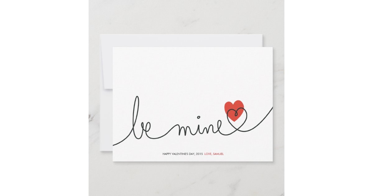 Minimalist Valentine Be Mine Modern Custom Card | Zazzle