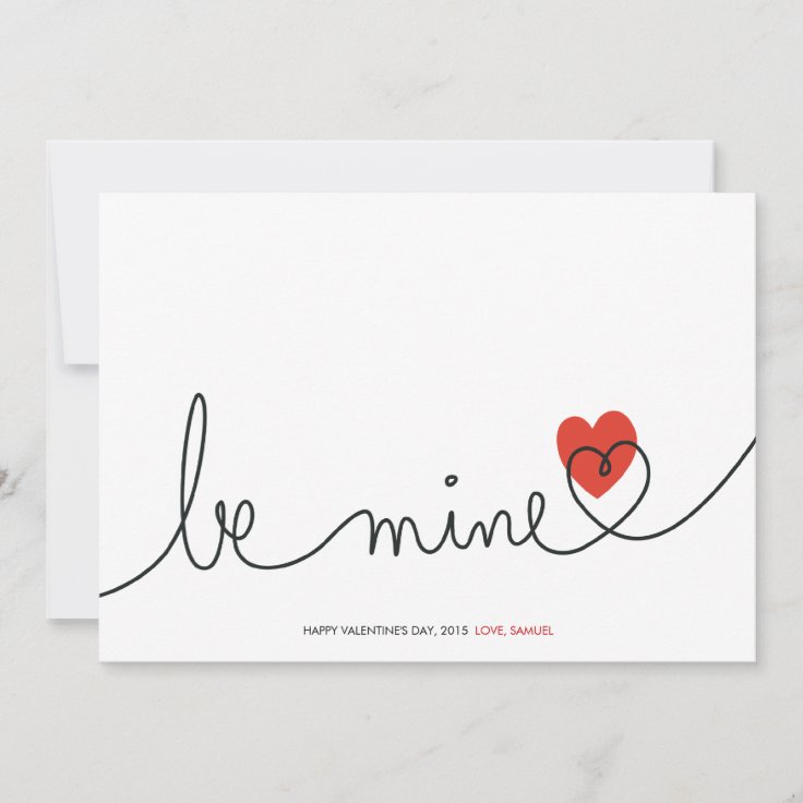 Minimalist Valentine Be Mine Modern Custom Card | Zazzle