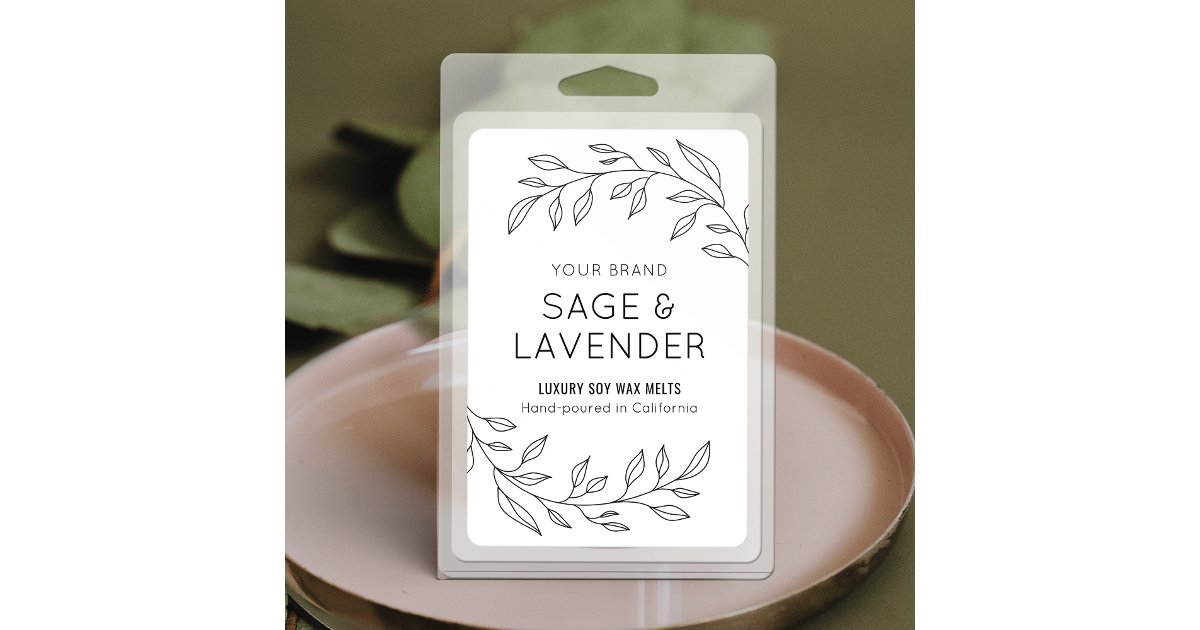 Minimalist Vintage Botanical Leaves Wax Melt Label | Zazzle