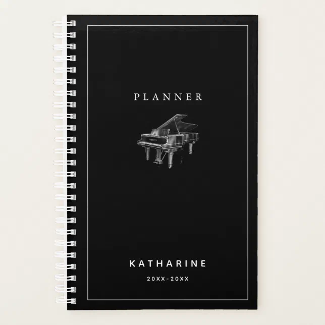 Minimalist Vintage Piano Black Planner | Zazzle