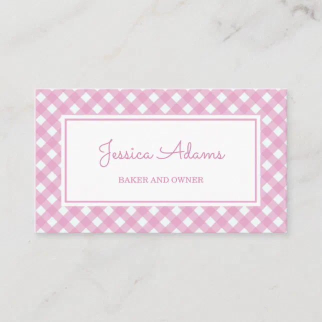 Minimalist Vintage Pink Pastel Plaid Pattern Business Card | Zazzle