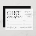 Minimalist Voucher Script Logo Gift Certificate | Zazzle