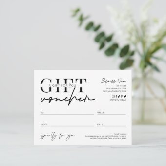 Minimalist Voucher Script Logo Gift Certificate | Zazzle