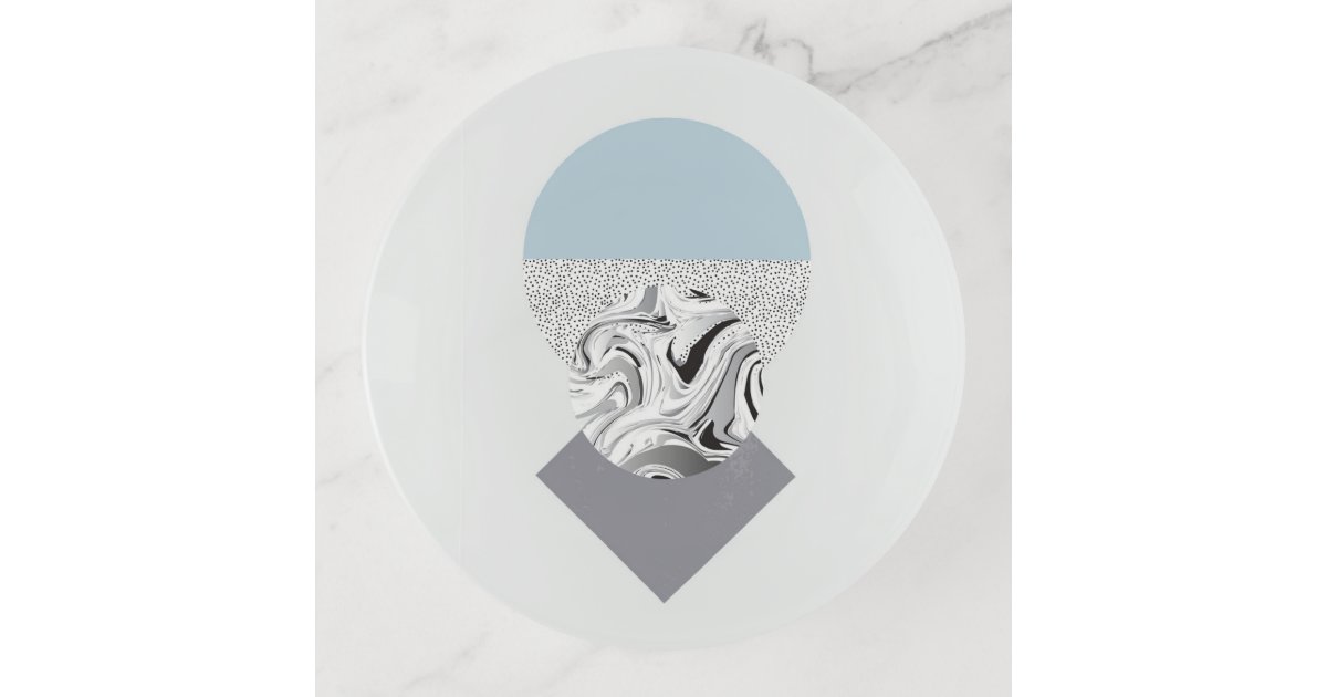 Minimalist Wave & Dots Design Trinket Tray | Zazzle