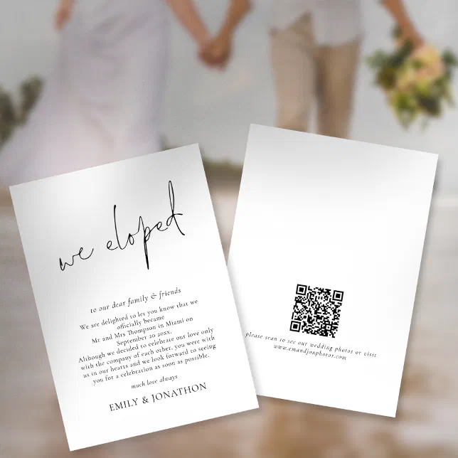 Minimalist We Eloped Script Elopement Announcement | Zazzle