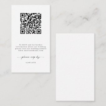 Minimalist Website RSVP Barcode Enclosure Card | Zazzle