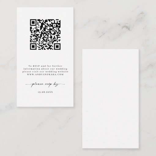 Minimalist Website RSVP Barcode Enclosure Card | Zazzle
