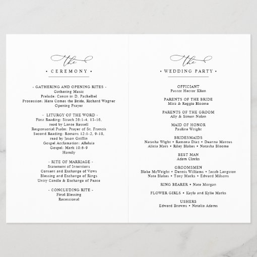 Minimalist Wedding Ceremony Program Bi-Fold | Zazzle