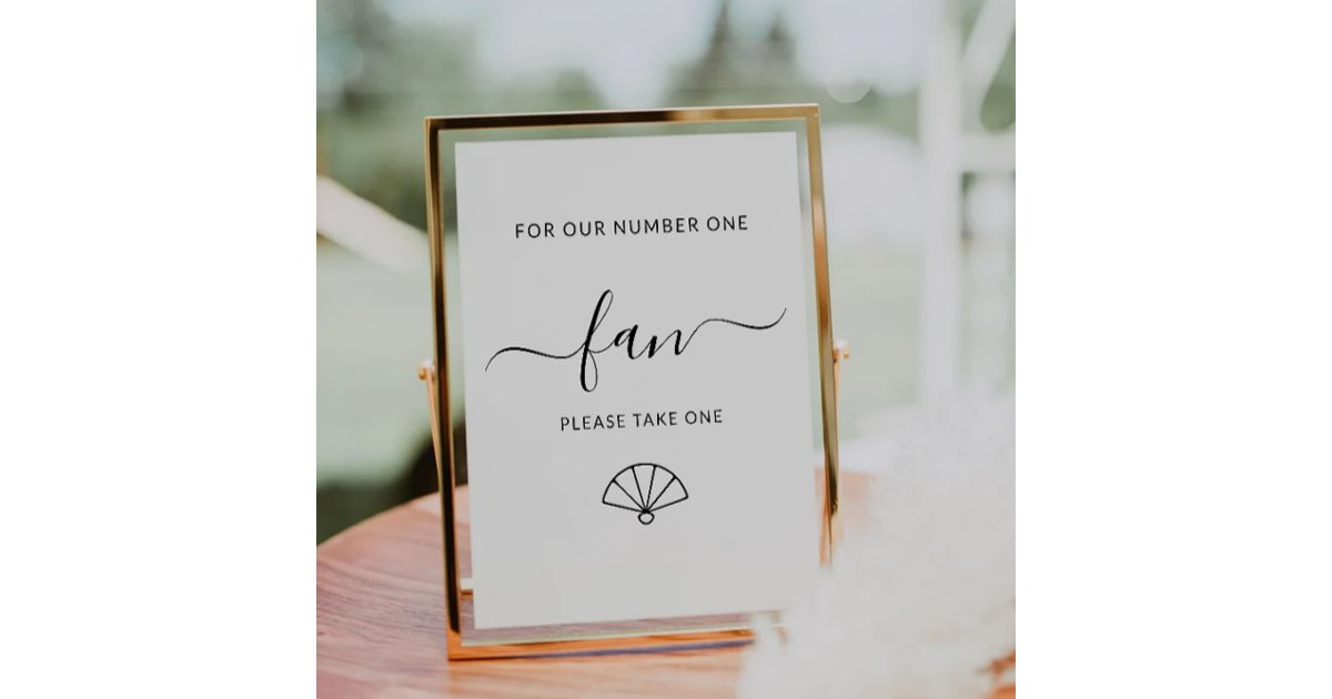 Minimalist Wedding Fan Sign Template | Zazzle
