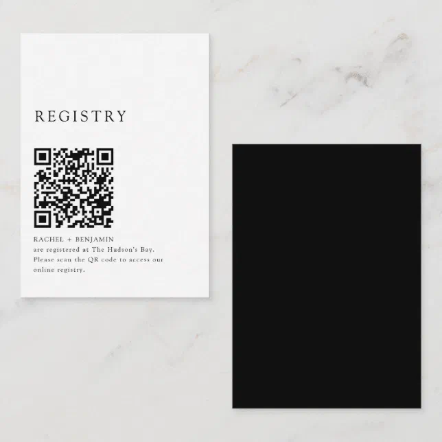 Minimalist Wedding Gift Registry Online QR Code Enclosure Card | Zazzle