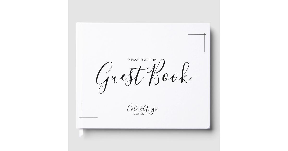Minimalist Wedding Guest Book with Crossed Borders | Zazzle