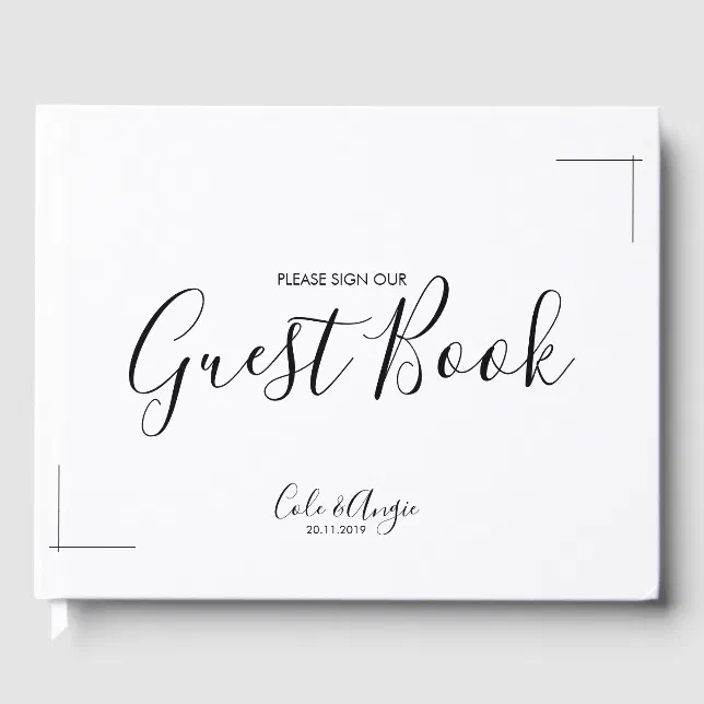 Minimalist Wedding Guest Book with Crossed Borders | Zazzle