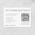 Minimalist Wedding Hotel Accommodation QR Code Enclosure Card | Zazzle