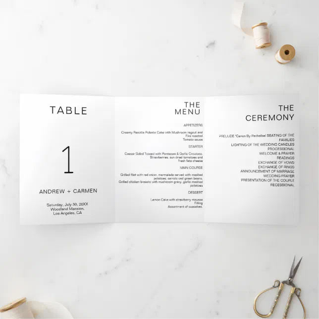 Minimalist Wedding In Lieu of Favors Loving Memory Tri-Fold Invitation ...