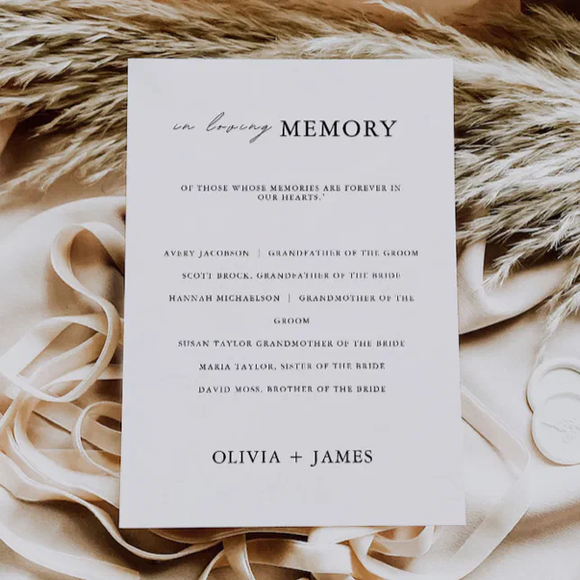 Minimalist Wedding In Loving Memory Sign, Invitation | Zazzle
