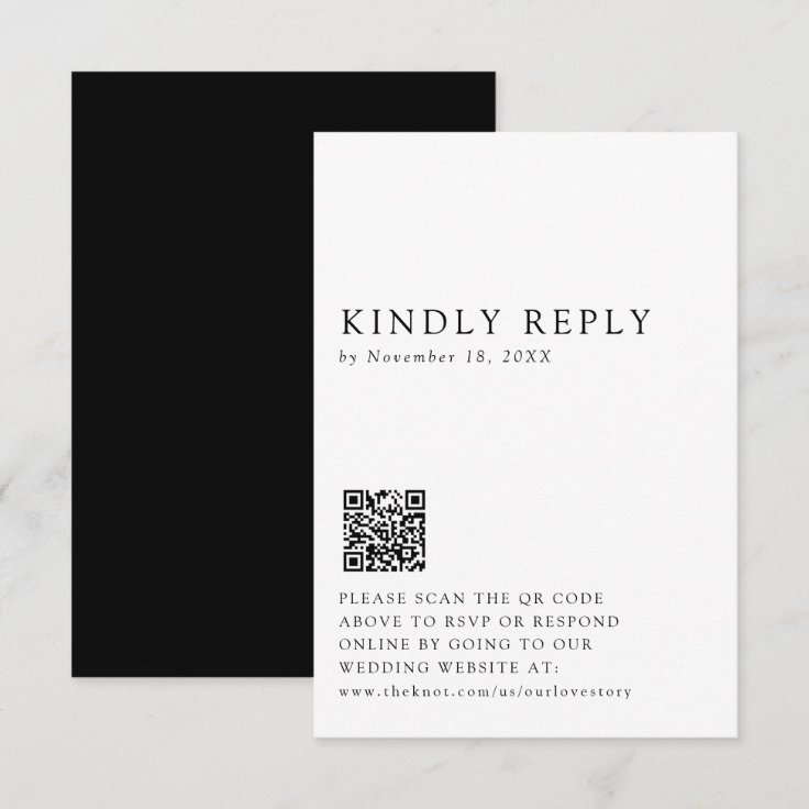 Minimalist Wedding Kindly Reply Online QR Code RSVP Card | Zazzle