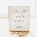 Minimalist Wedding Late Night Snacks Sign | Zazzle