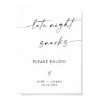 Minimalist Wedding Late Night Snacks Sign | Zazzle