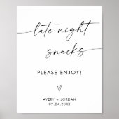Minimalist Wedding Late Night Snacks Sign | Zazzle