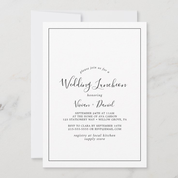 Minimalist Wedding Luncheon Invitation | Zazzle