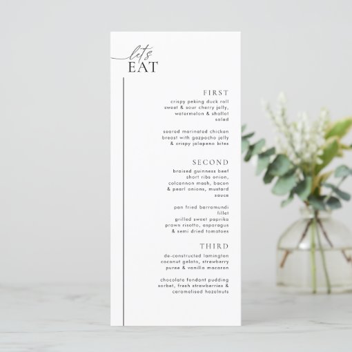 Minimalist Wedding Menu and Drinks Menu LAYLA | Zazzle