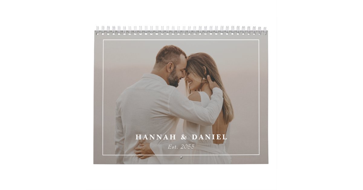 Minimalist Wedding Newlyweds Photo Collage 2026 Calendar | Zazzle