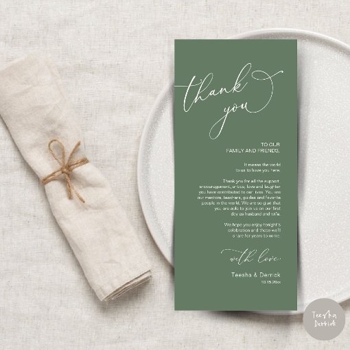 Minimalist Wedding Place Setting Thank You Card | Zazzle Minimalist Wedding Place Setting Thank You Card | Zazzle