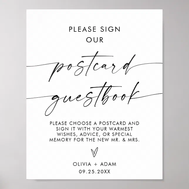 Minimalist Wedding Postcard Guestbook Sign, Modern | Zazzle