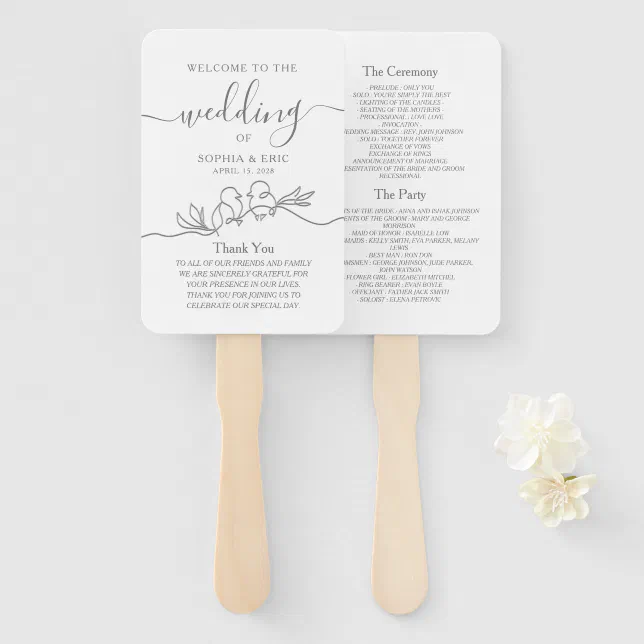 Minimalist Wedding Program Hand Fan | Zazzle