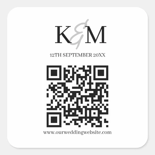 Minimalist Wedding QR code Scan Wedding Website Square Sticker | Zazzle
