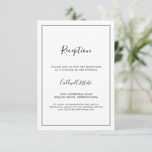 Minimalist Wedding Reception Insert Card | Zazzle