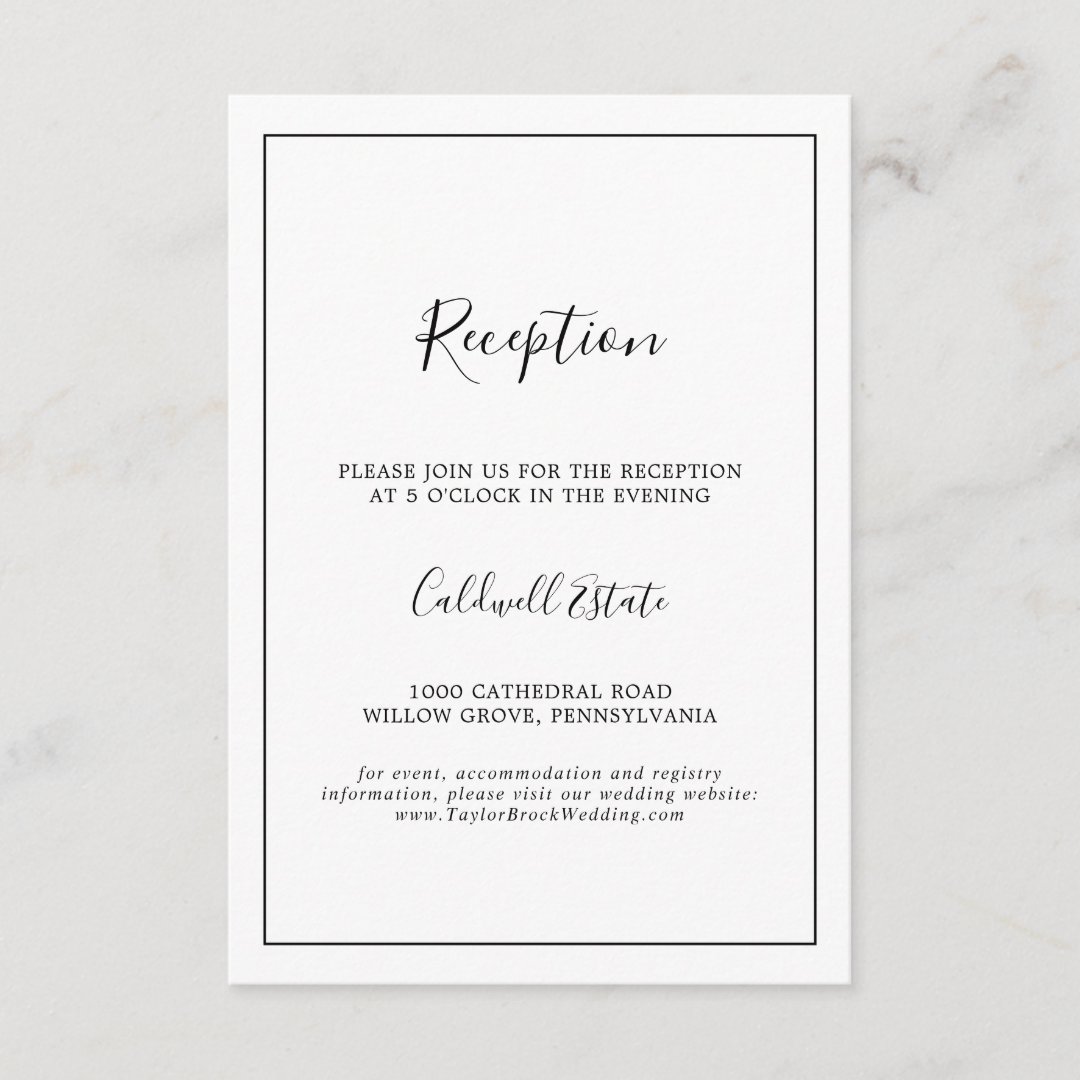 Minimalist Wedding Reception Insert Card | Zazzle