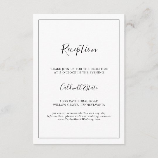 Minimalist Wedding Reception Insert Card | Zazzle.com