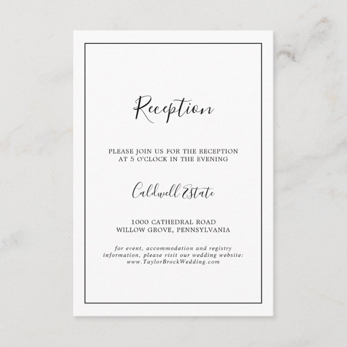 Minimalist Wedding Reception Insert Card | Zazzle.com