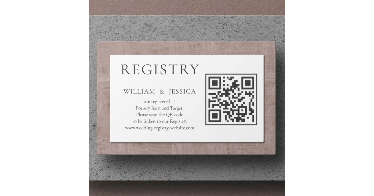 Minimalist Wedding Registry With QR Code Enclosure Card | Zazzle