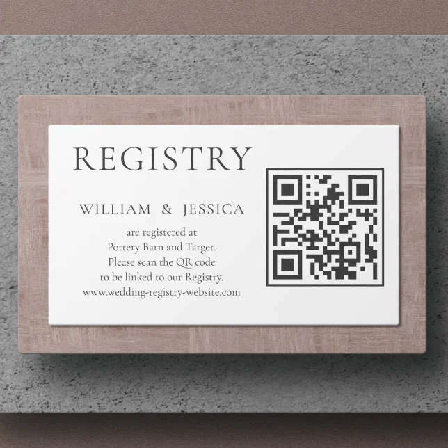 Minimalist Wedding Registry With QR Code Enclosure Card | Zazzle