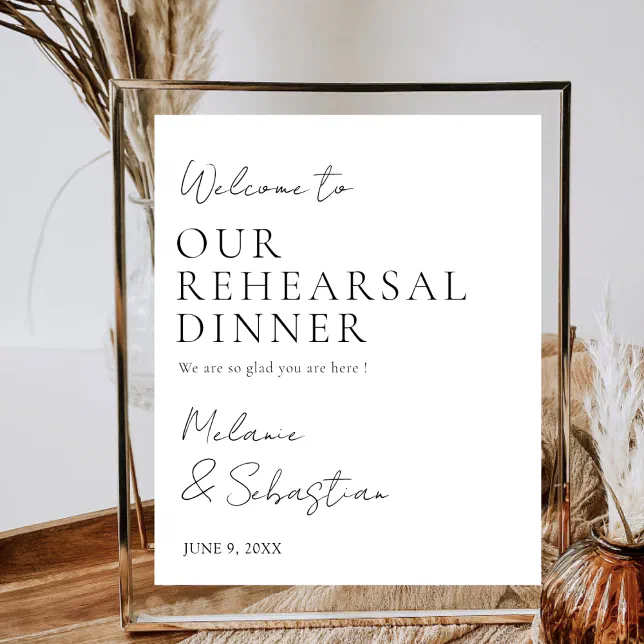 Minimalist Wedding Rehearsal Dinner Welcome Poster | Zazzle