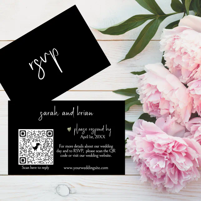 Minimalist Wedding RSVP QR Code Enclosure Card | Zazzle