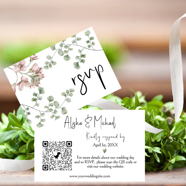 Minimalist Wedding RSVP QR Code Enclosure Card | Zazzle
