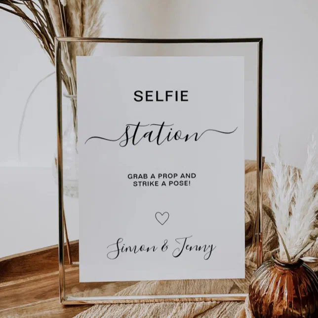 Minimalist Wedding Selfie Station Sign, Invitation | Zazzle
