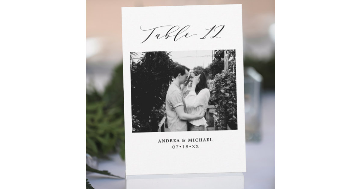 Minimalist Wedding Table 12 Number & Pictures Card | Zazzle